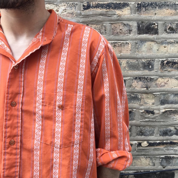 Shirts | Vintage 197s Mens Orange Button Up Shirt | Poshmark